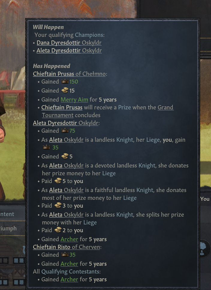 Tournaments: Landless Knight gives more money to Liege than he wins ...