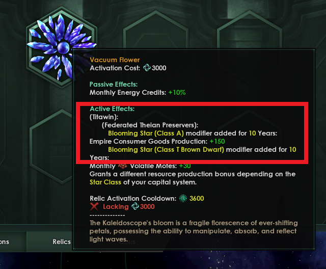 The Vacuum Flower relic does not work properly for Titawin system? | Paradox Interactive Forums