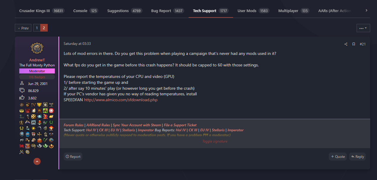 Following the Post: CK3 is overheating my GPU and shutting down my new PC ! | Paradox ...