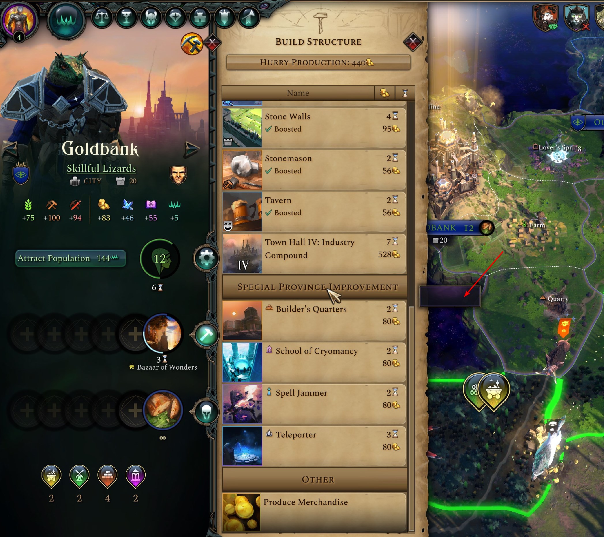 Duplicate - "Special province improvements" and "Other" dividers under the building list show ...