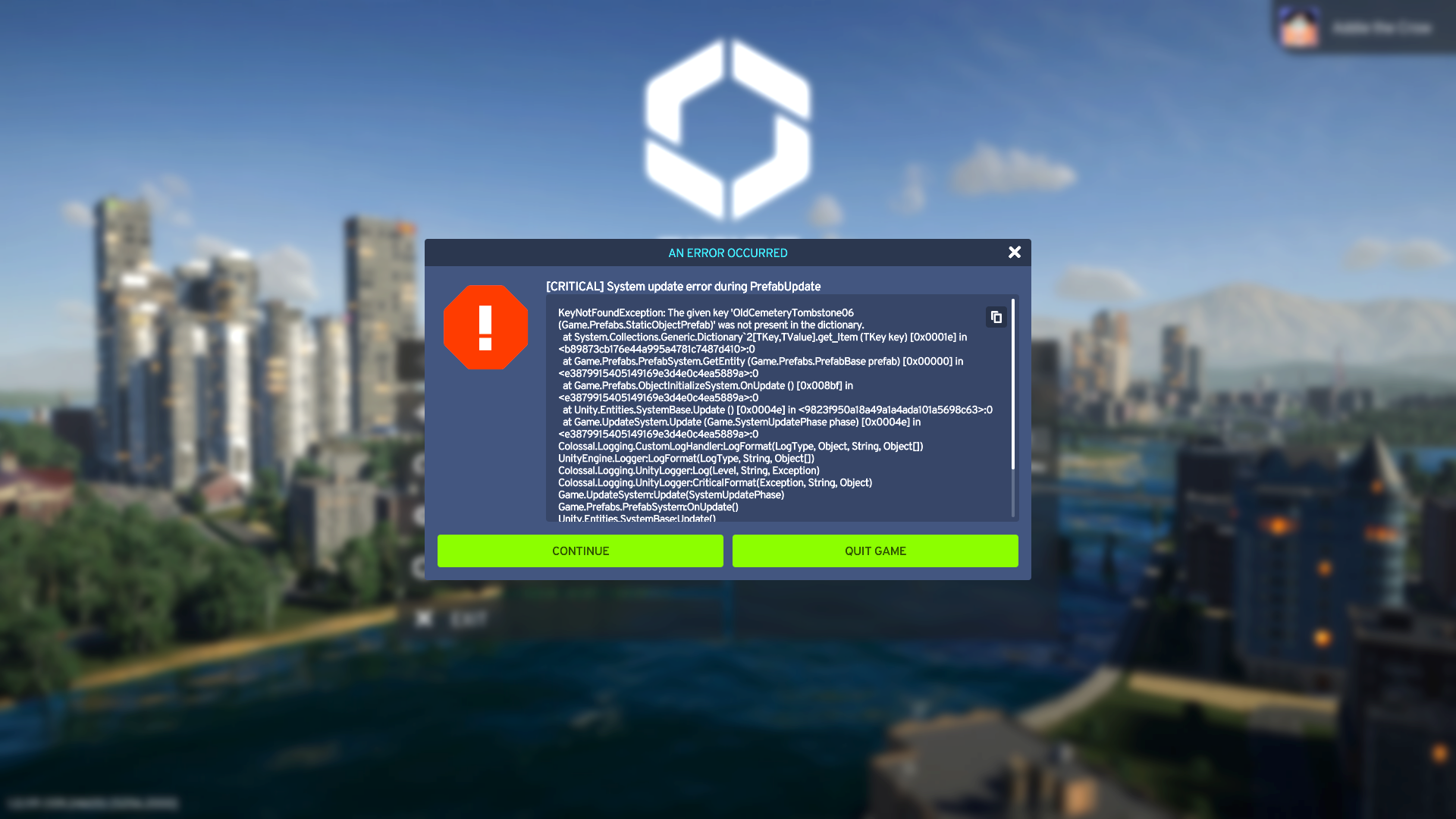 Various "Object reference not set" errors when starting game, then missing models in city ...