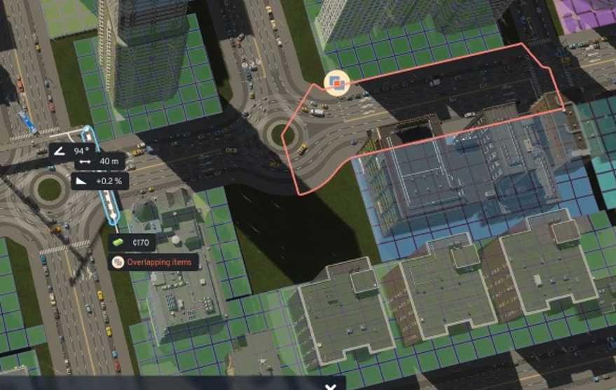 When trying to place an elevated pedestrian walkway over a roundabout intersection, there is an ...