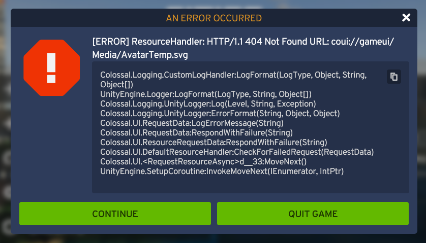 Needs Info - An error code appears whenever I start the game. It says [ERROR] ResourceHandler ...