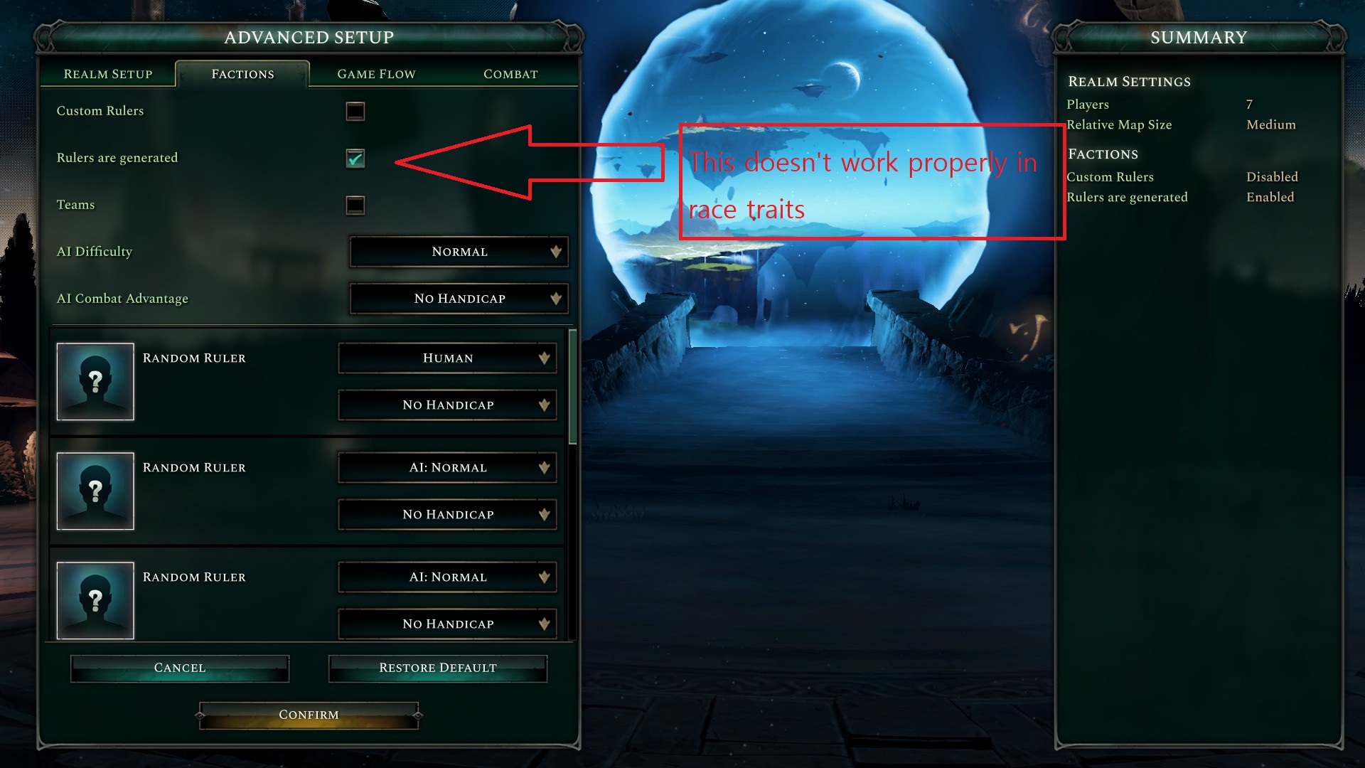 As Designed - Advanced setup 'Rulers are generated' doesn't work ...