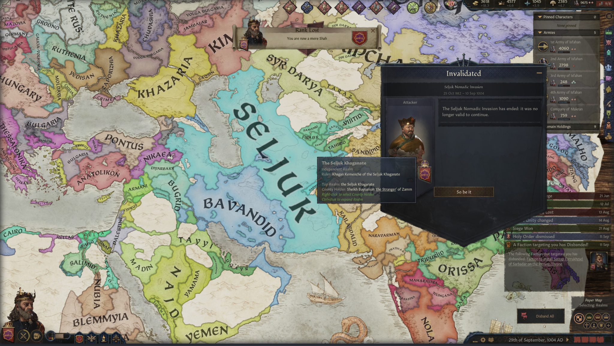 Seljuk King Takes Persian Empire from Liege (Me) | Paradox Interactive ...