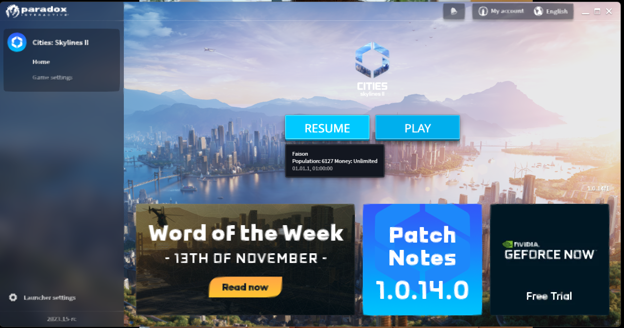 (Minor) Date and time on Paradox Launcher under 'continue city ...