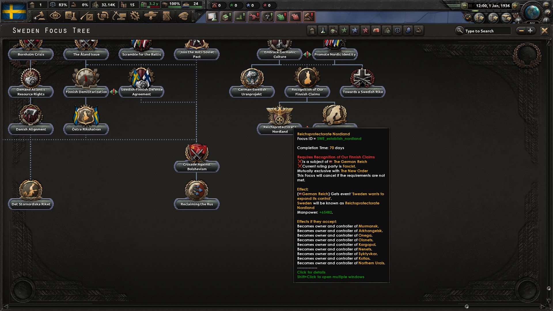 Tooltip error in Swedish focus "Reichsprotectorate Nordland" | Paradox Interactive Forums