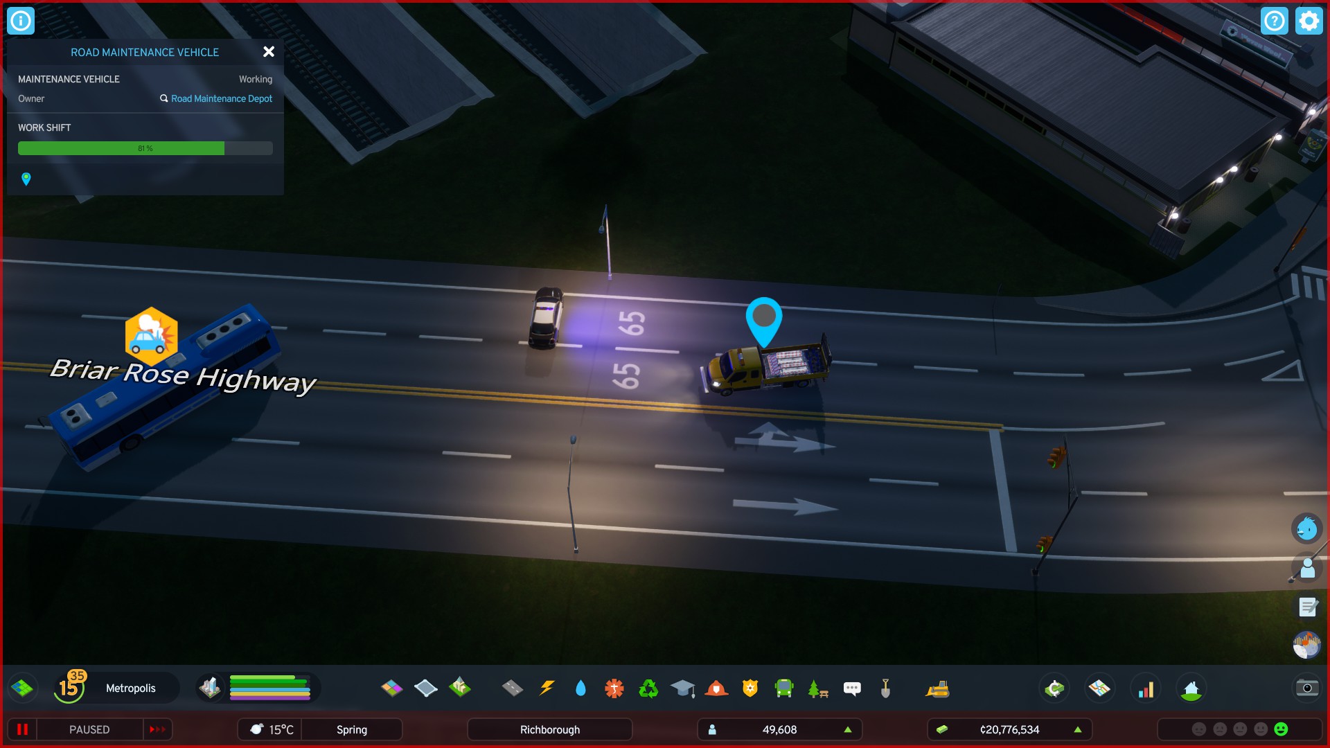 Distant road maintenance vehicles dispatched to accident instead of trucks that are adjacent to ...