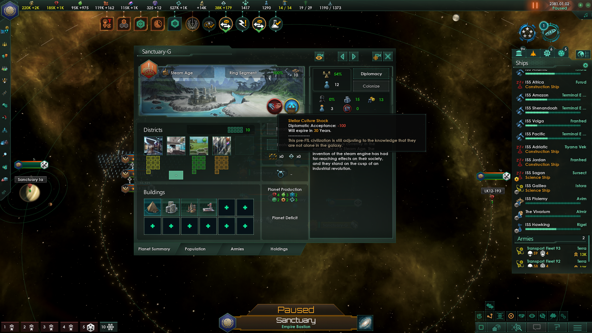 Has anyone else noticed that something keeps applying a 30 year stellar culture shock modifier ...