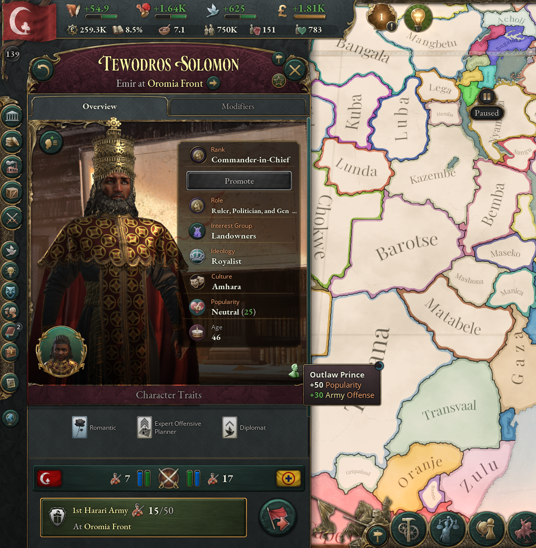 Duplicate - Outlaw of Prince modifier not working with Tewodros Solomon | Paradox Interactive Forums