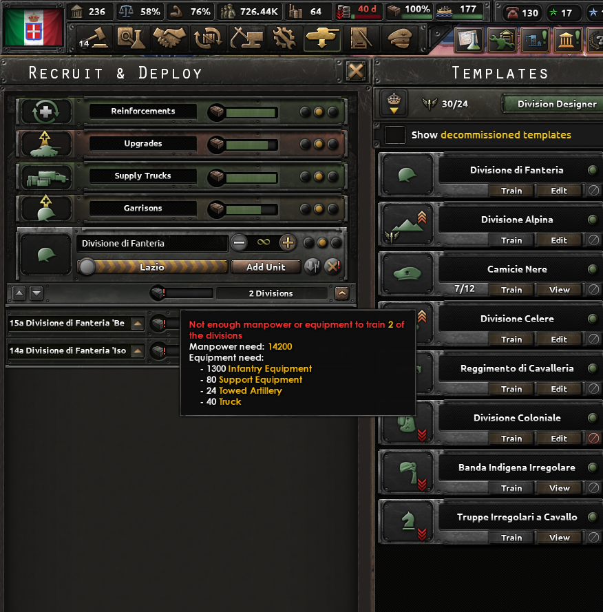 "Not enough manpower to train" with lots of manpower available? | Paradox Interactive Forums