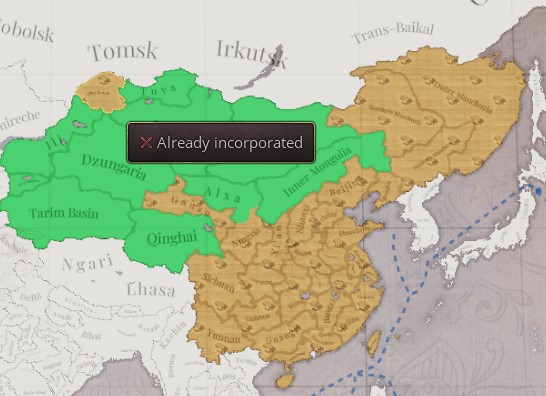 Great Qing has an incorporated state in its northweatern border in 1836 ...