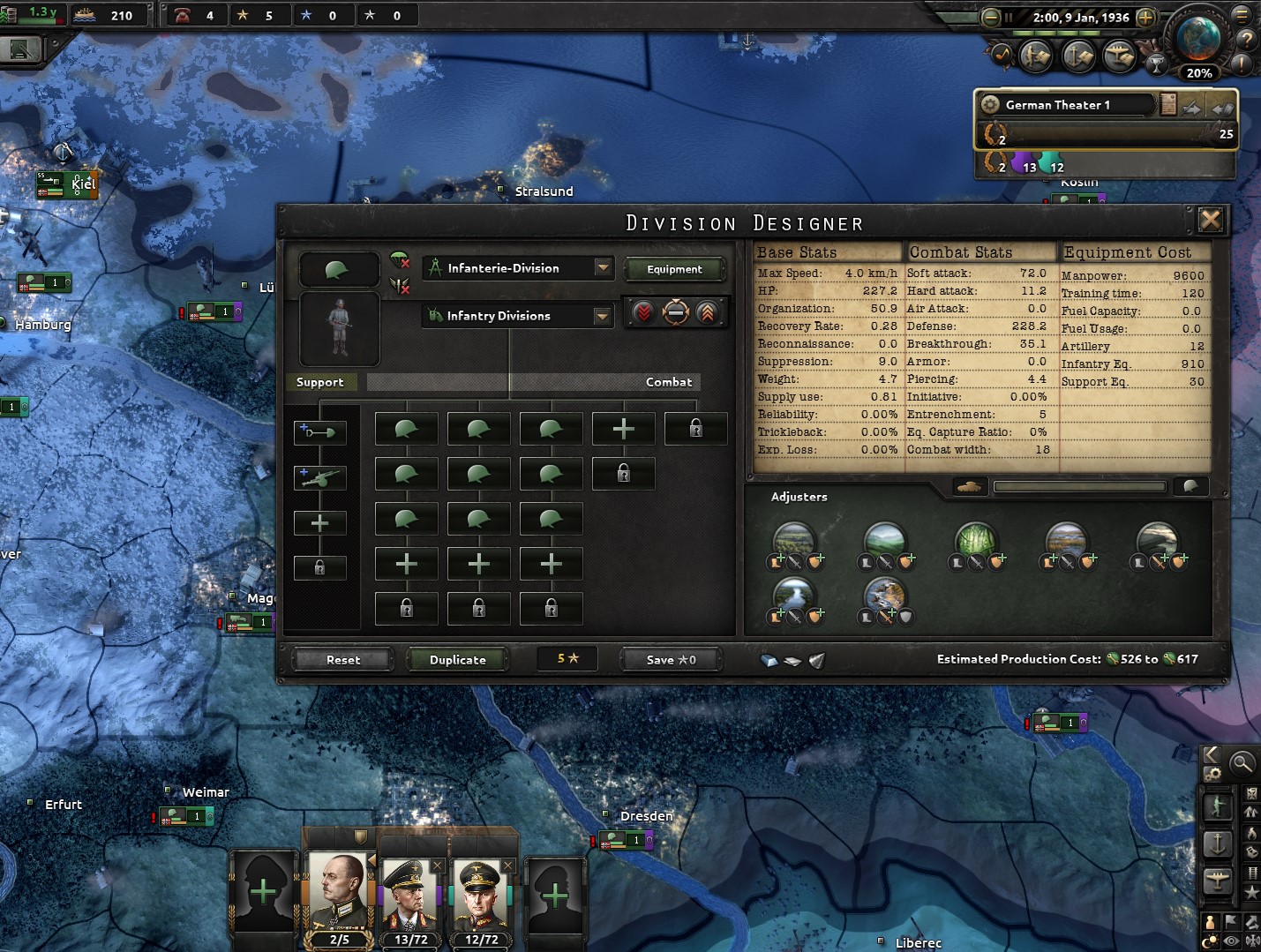 Hoi3 use regiment formation a division and Hoi4 use Battalion formation ...