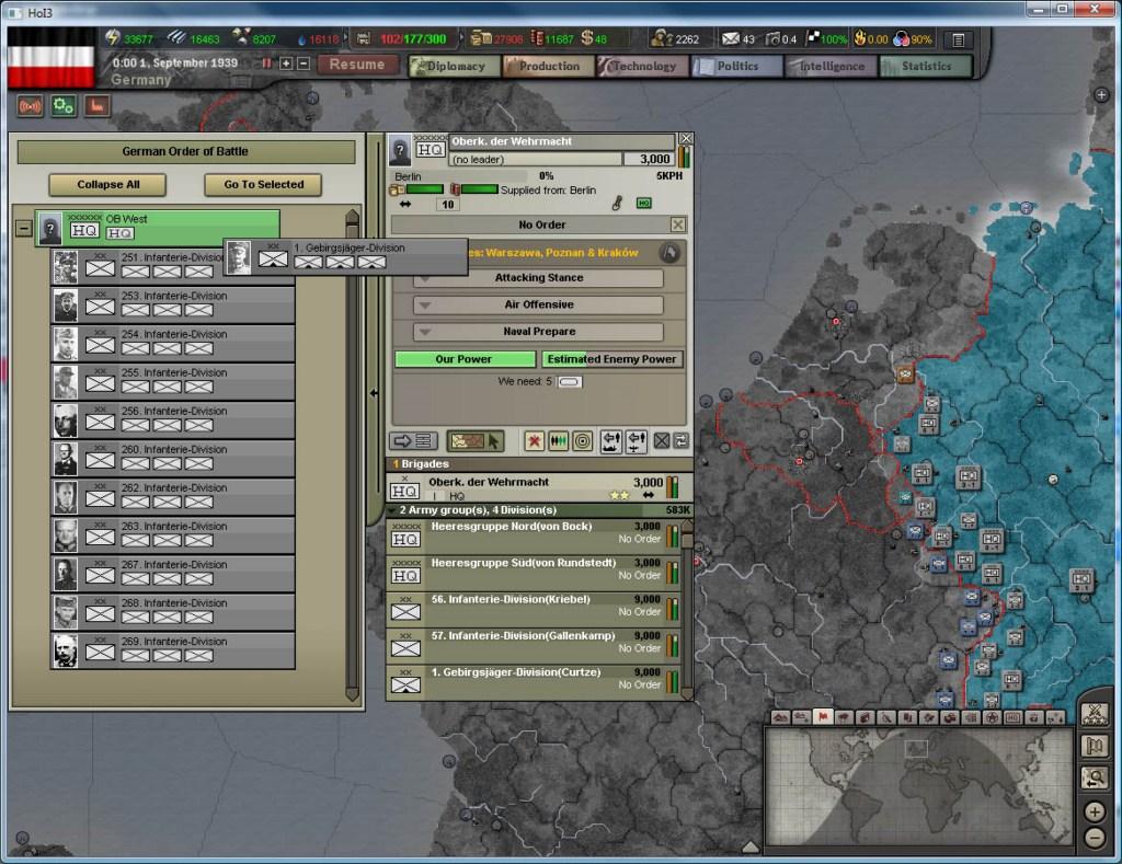 Hoi3 use regiment formation a division and Hoi4 use Battalion formation ...