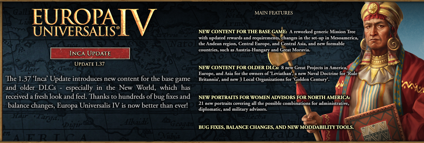 EU4: 1.37 Inca is now LIVE! Checksum [3d19] - NOT FOR PROBLEM REPORTS! | Paradox Interactive Forums