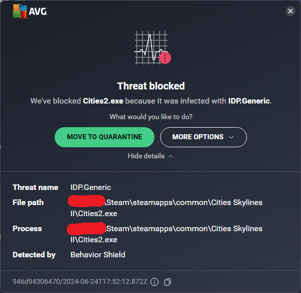 Threat blocked - AVG reports IDP.Generic on Cities2.exe | Paradox Interactive Forums