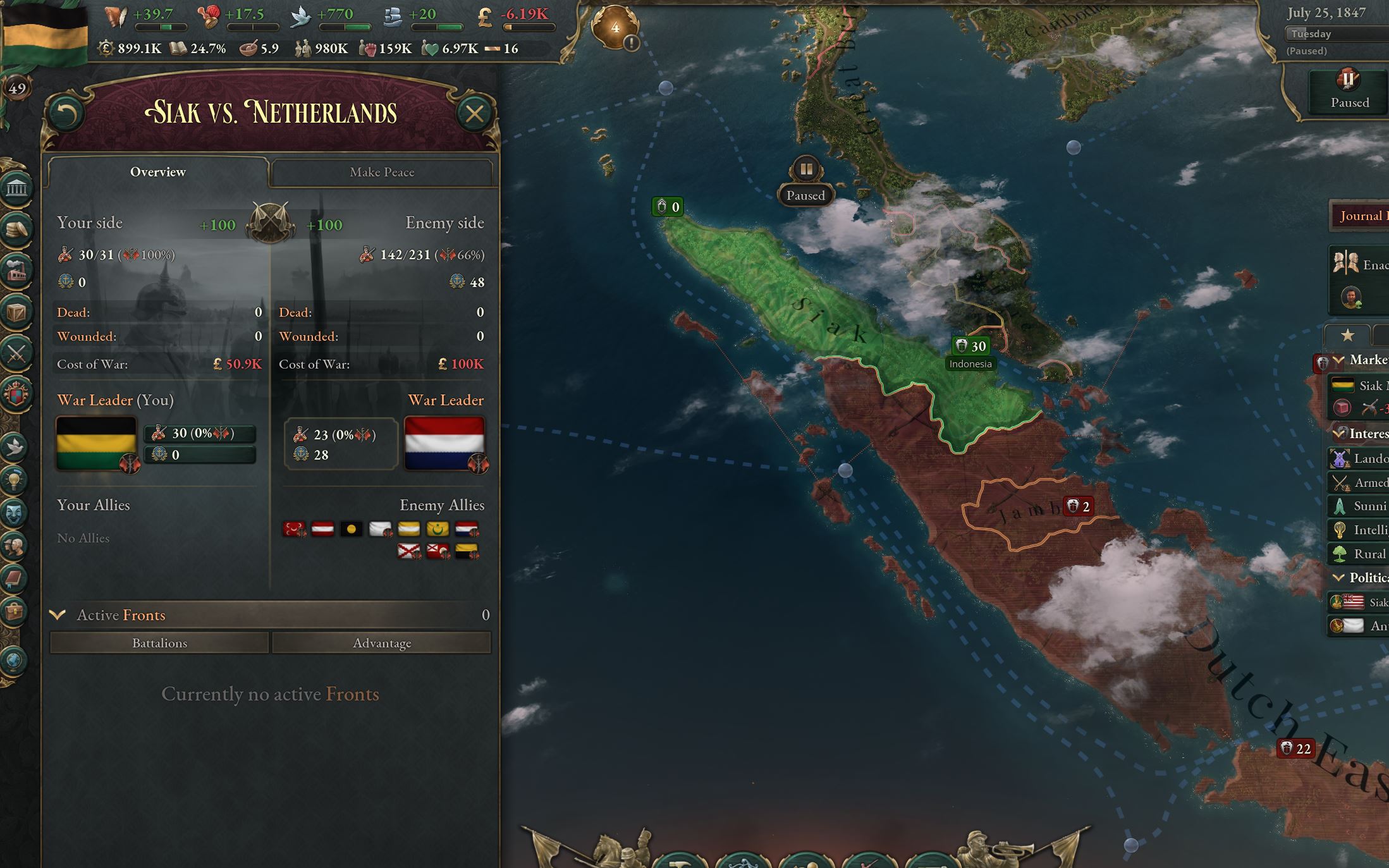 Frontline not spawning between split state of Aceh, Siak and Dutch East ...