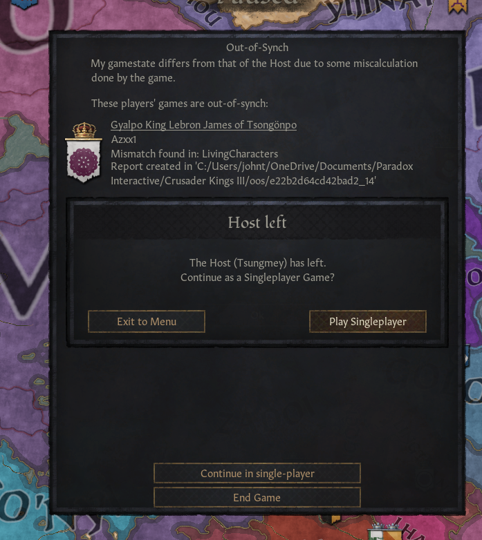 Game crashes after short time in muliplayer | Paradox Interactive Forums