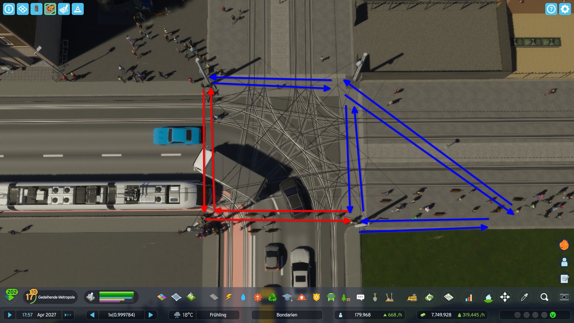 pedestrians take wrong path, so that traffic gets blocked | Paradox ...