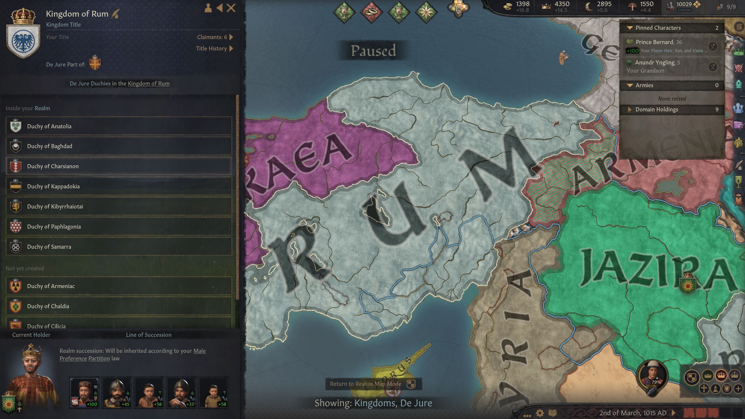Sultanate of rum can't be made primary title and can't change ...