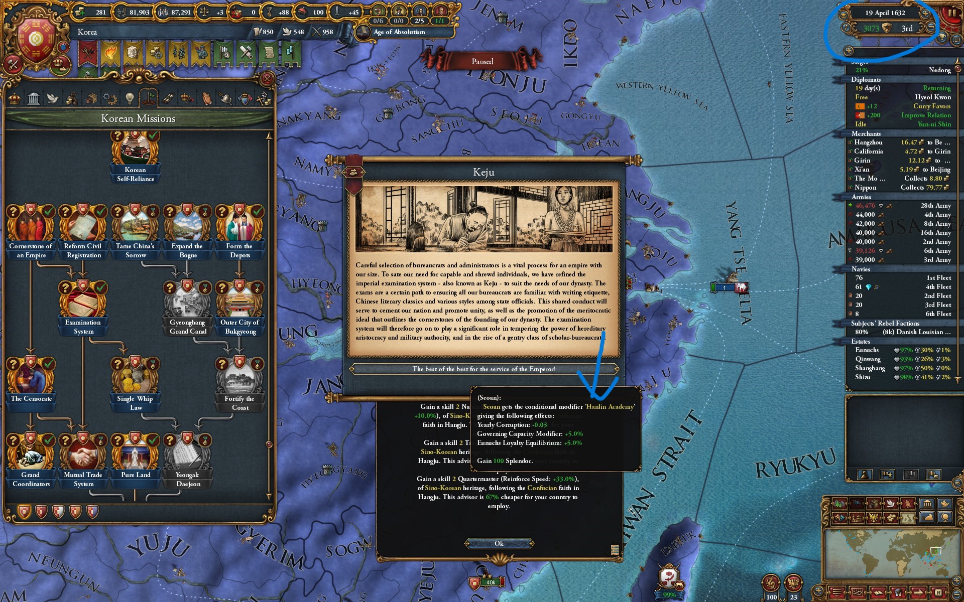 event Keju for Korea not giving province modifier | Paradox Interactive Forums