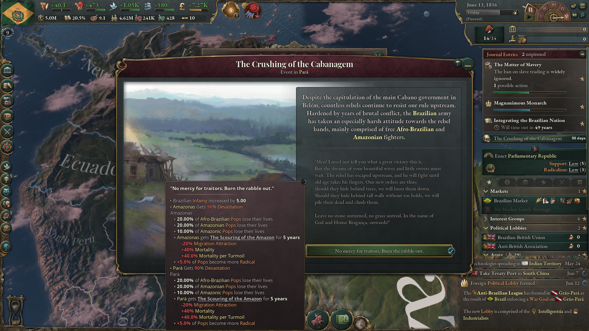 Let's complete Brazil's 'Magnanimous Monarch' journal as quickly as ...