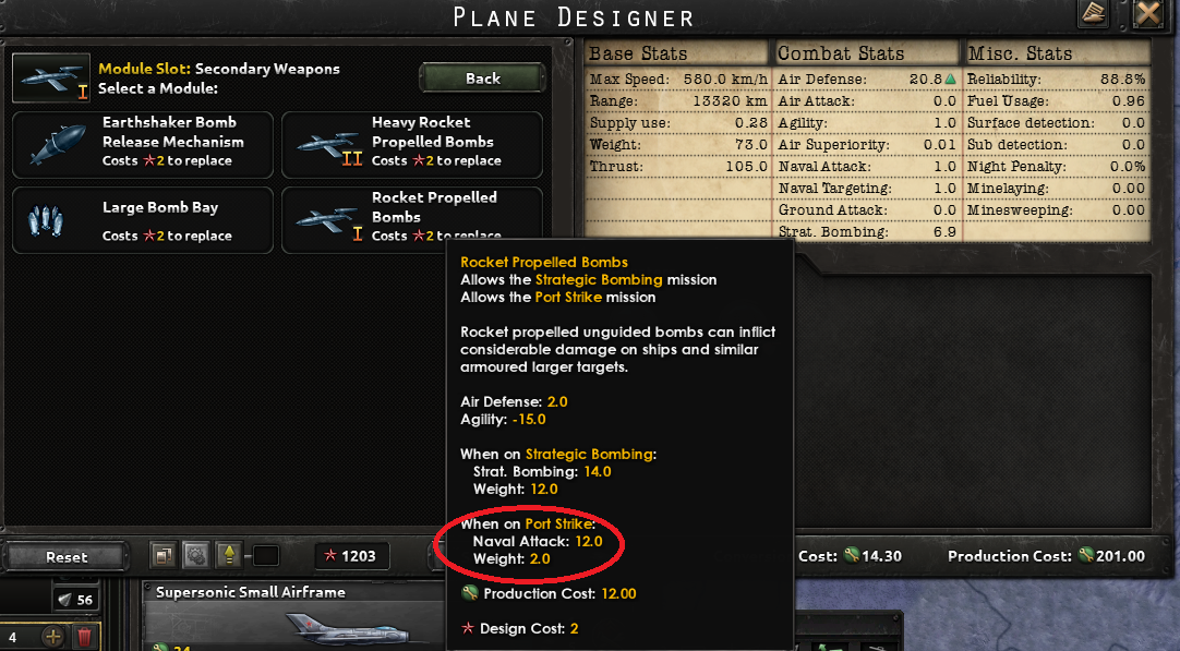 Confirmed - rocket propelled bombs I is weight 2 for port attack rather ...
