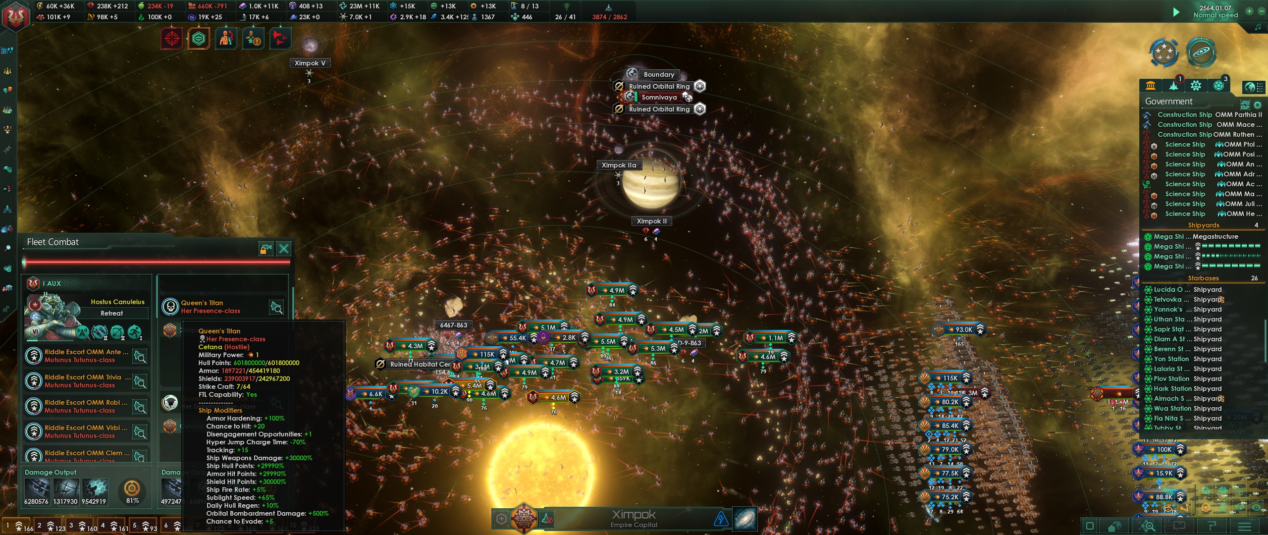 Cetana's hull regen on 25x Crisis, All Crises is probably a bit ...