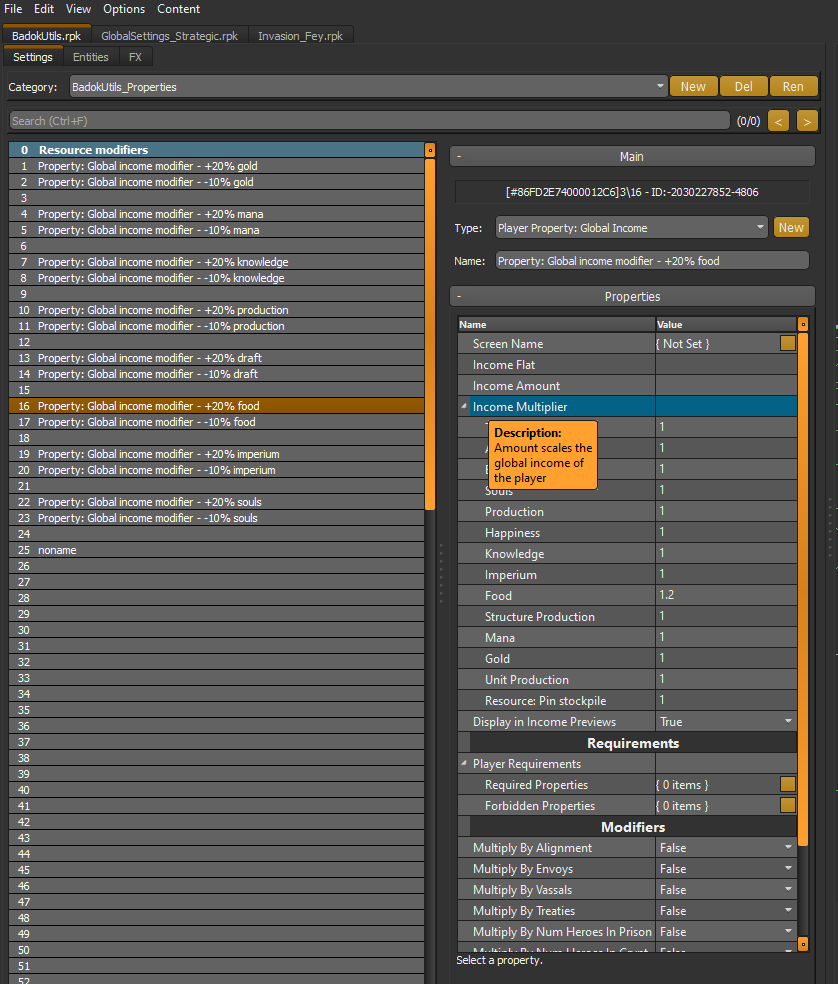 Confirmed - [MODDING] "Player Property: Global Income" modifiers don't affect local resources (e ...