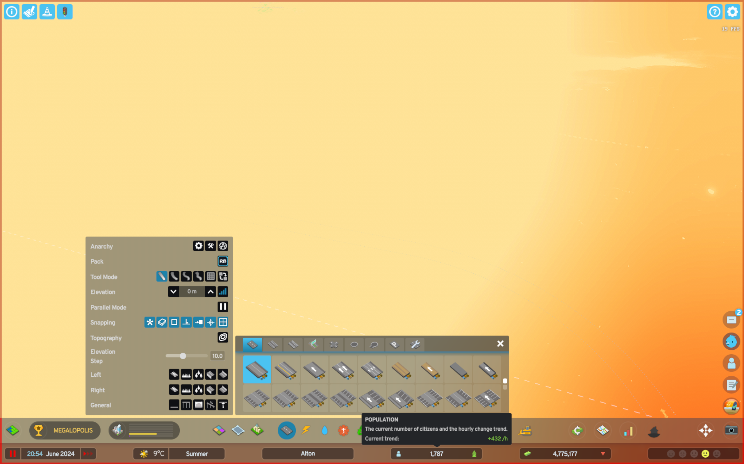 Yellow screen when in road building mode. (Sometimes flashing red ...