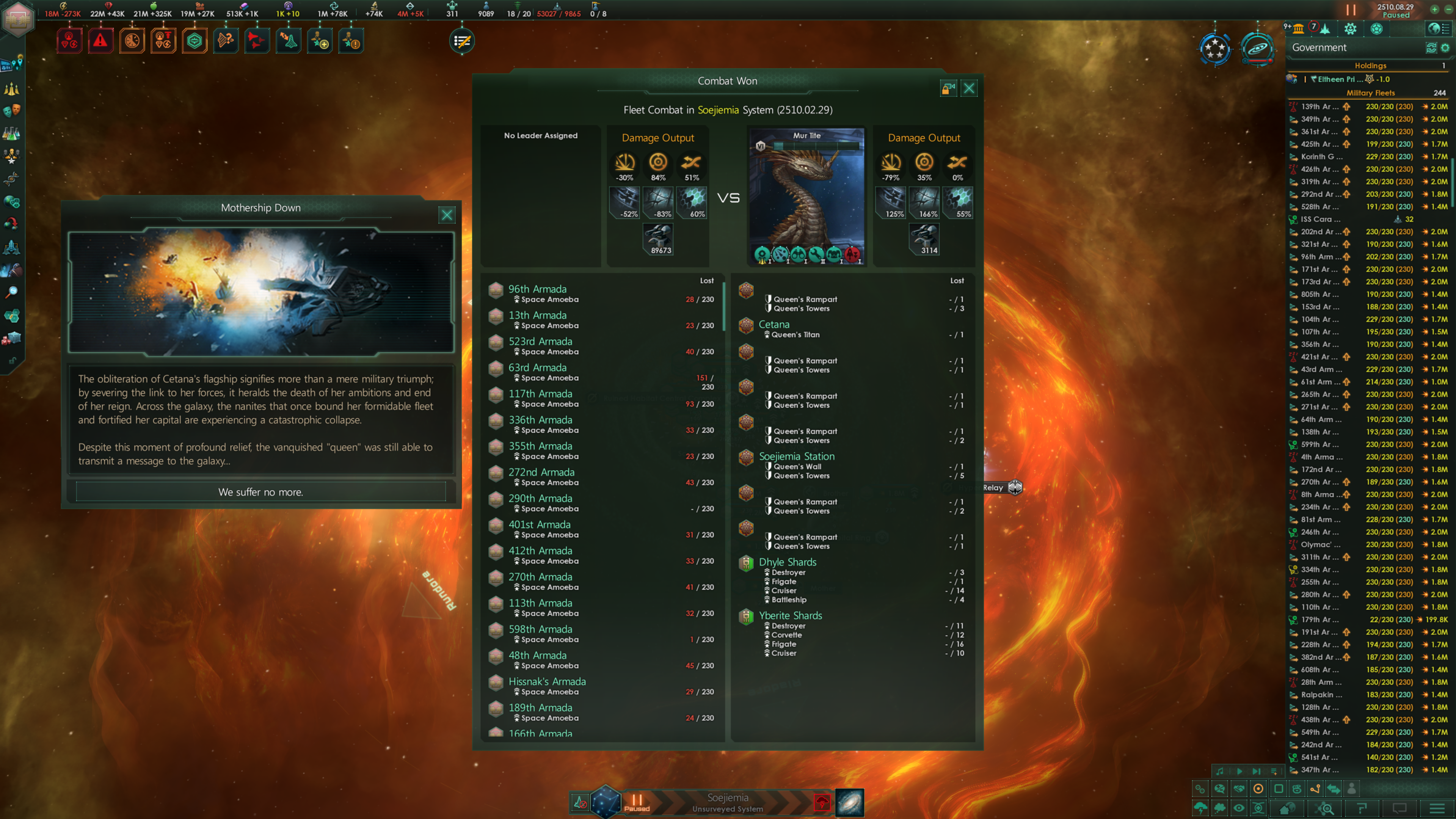 Cetana's hull regen on 25x Crisis, All Crises is probably a bit ...