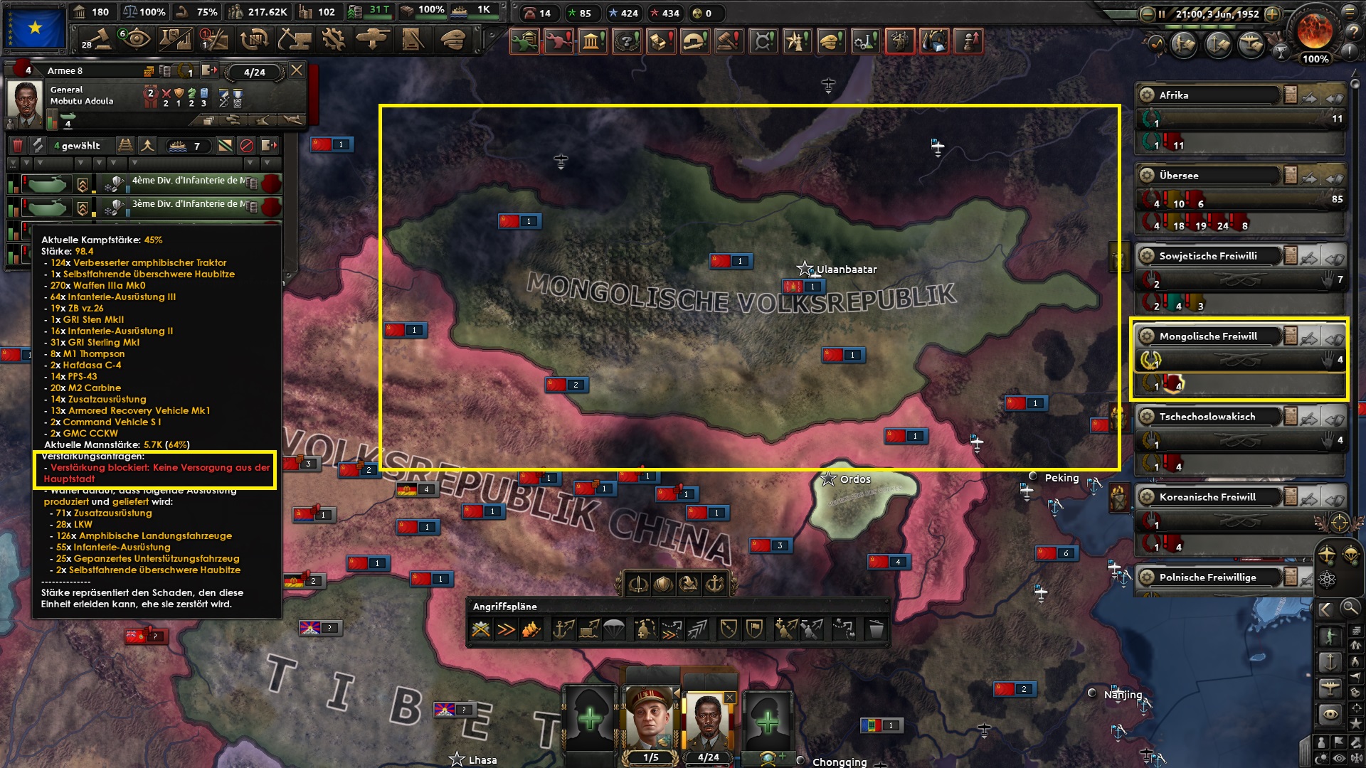 HoI 4 - [v1.12.8.31c5][32be] Volunteers do not recieve supply from ...