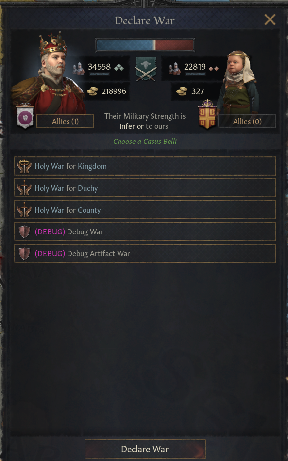 Cant declare war without holy war in casus belli | Paradox Interactive Forums