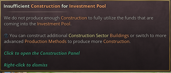 Insufficient construction for investment pool | Paradox Interactive Forums