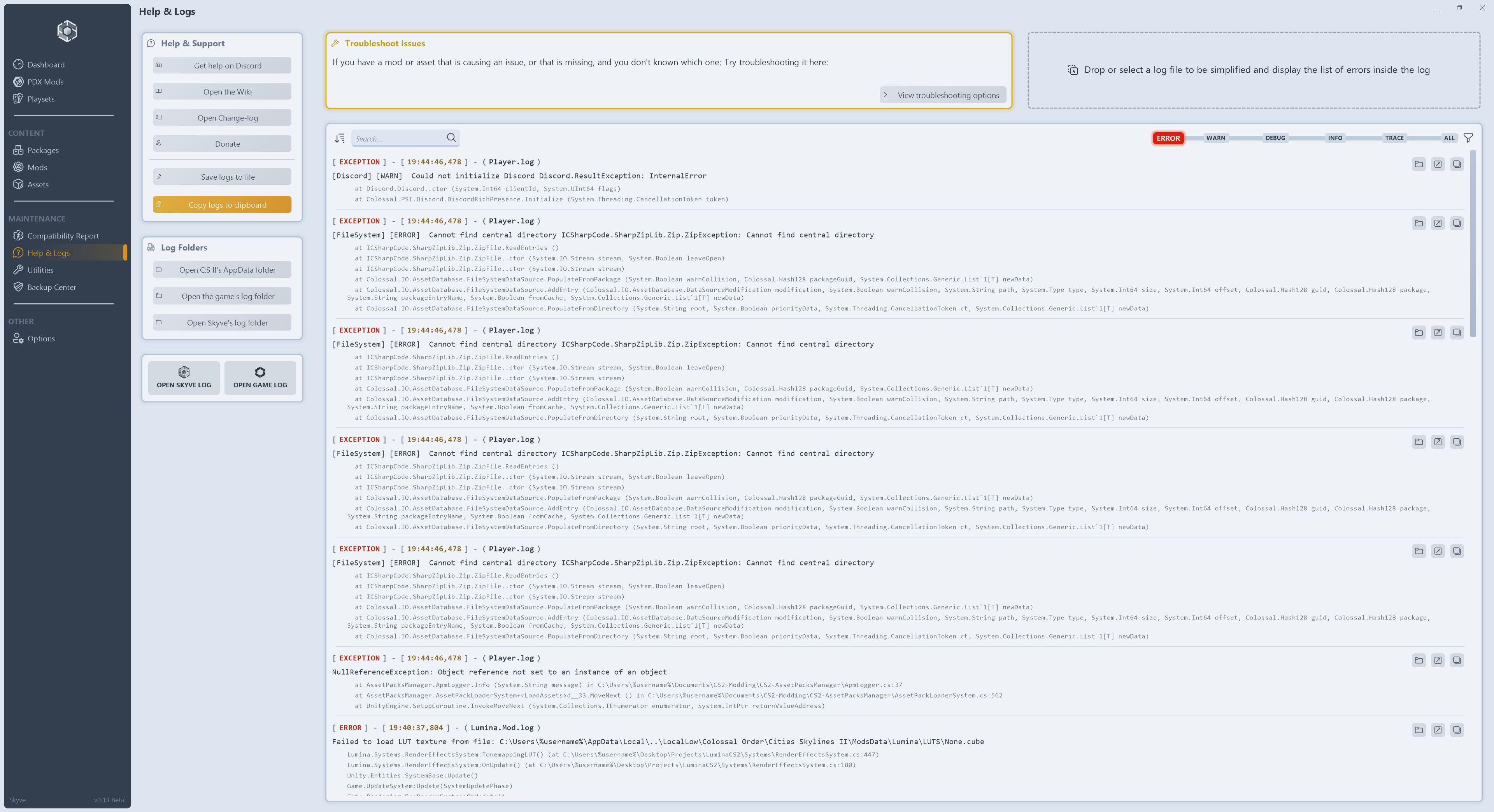 [FileSystem] [ERROR] Cannot find central directory ICSharpCode ...