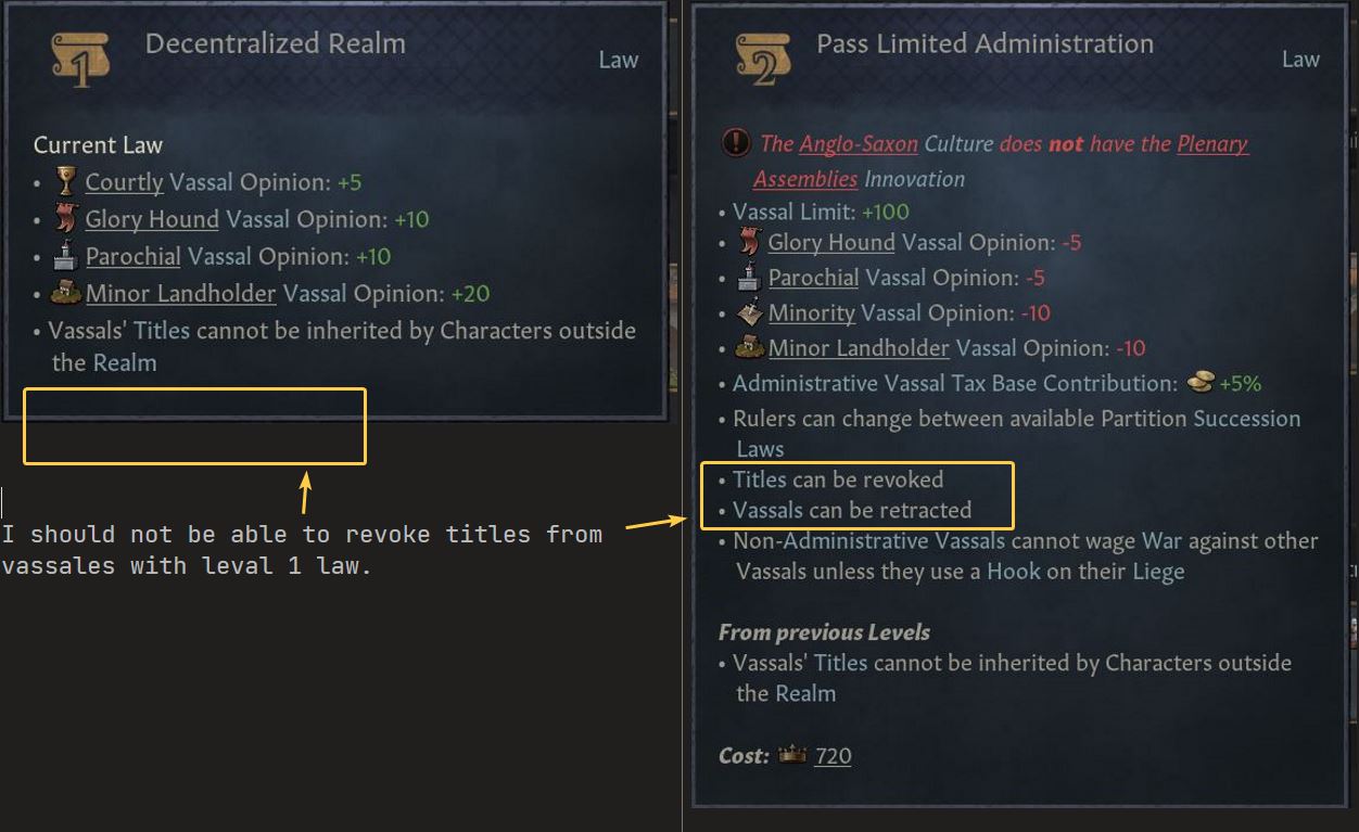 law system broken - can revoke titles without passing essential laws ...