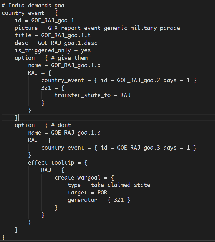 Confirmed - A bug exists in GOE India's focus "Annex Goa" | Paradox Interactive Forums
