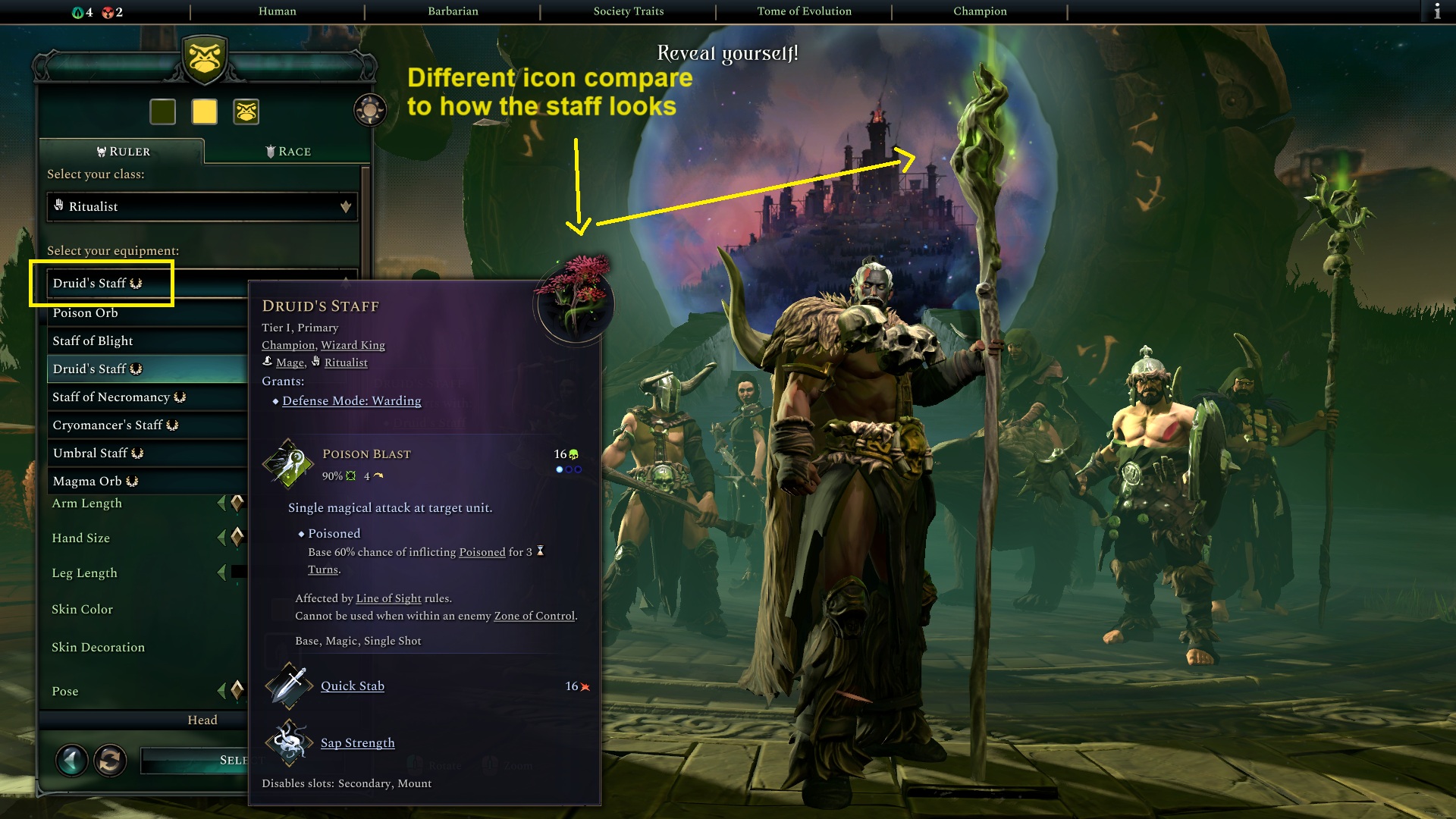 Confirmed - Druid's Staff icon don't match with the equipped staff ...