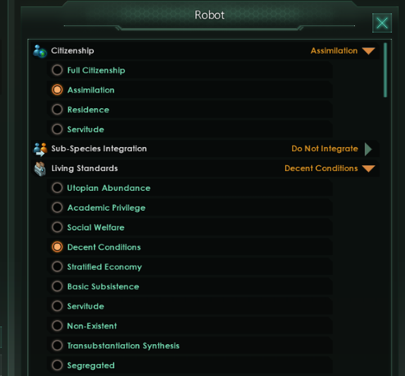 Stellaris - v.4.0.10 [10cb] In artificial lifeforms, it is not possible to assimilate robot POP ...