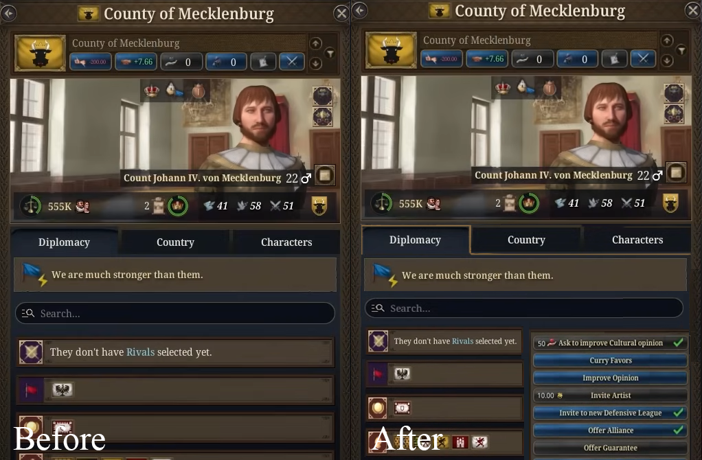 UI Suggestion: Add Country interactions to the Country panel | Paradox Interactive Forums