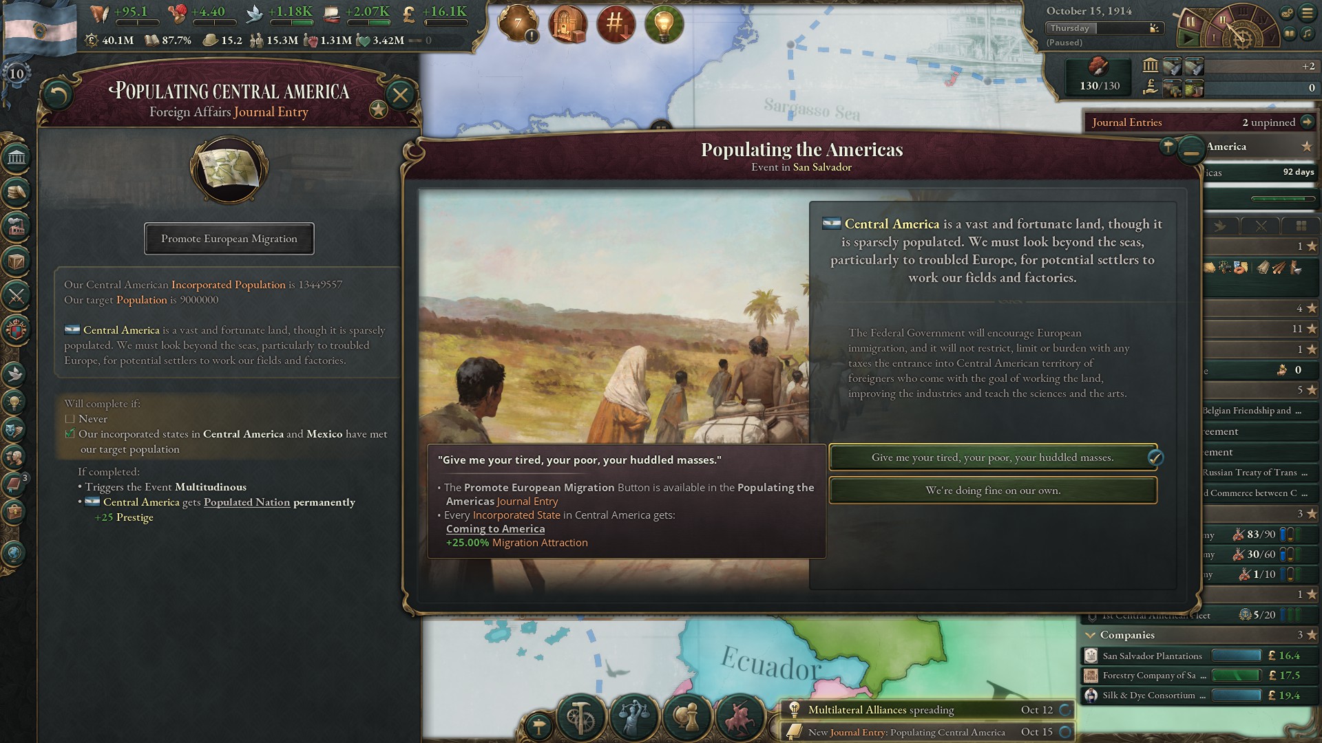 Bug: [1.9.3] Missing Journal Entry for "Populating the Americas" Event | Paradox Interactive Forums