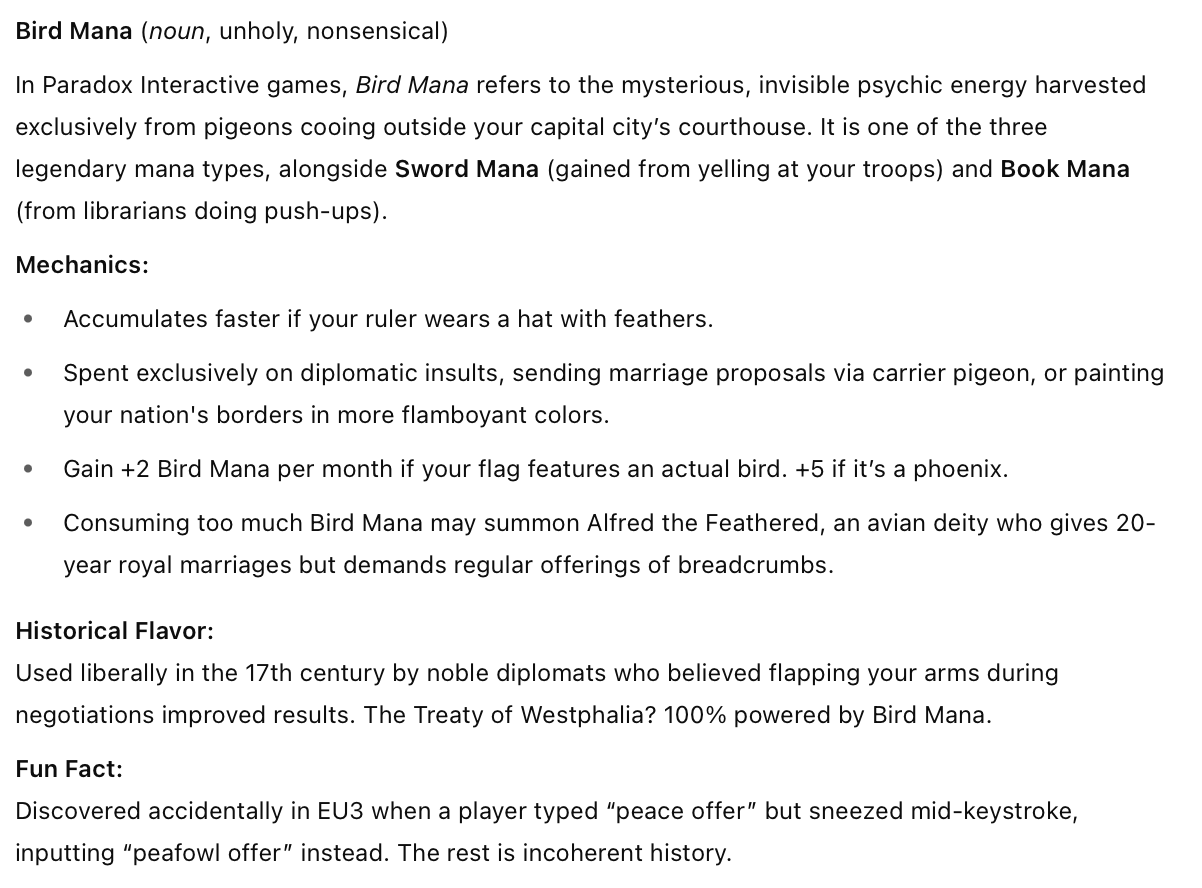 Define "bird mana." Wrong answers only. | Paradox Interactive Forums