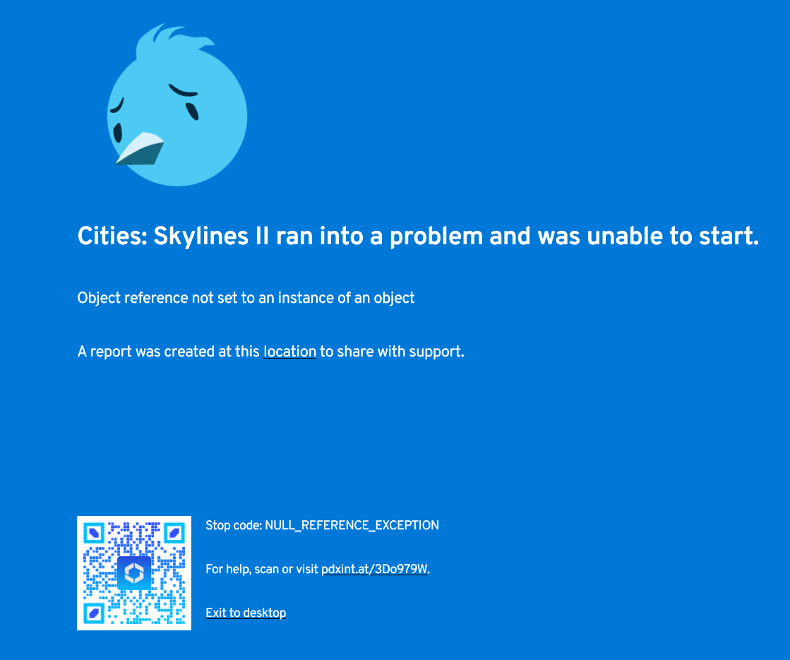 Fixed - Game crashes upon attempting to load the game, error code NULL ...
