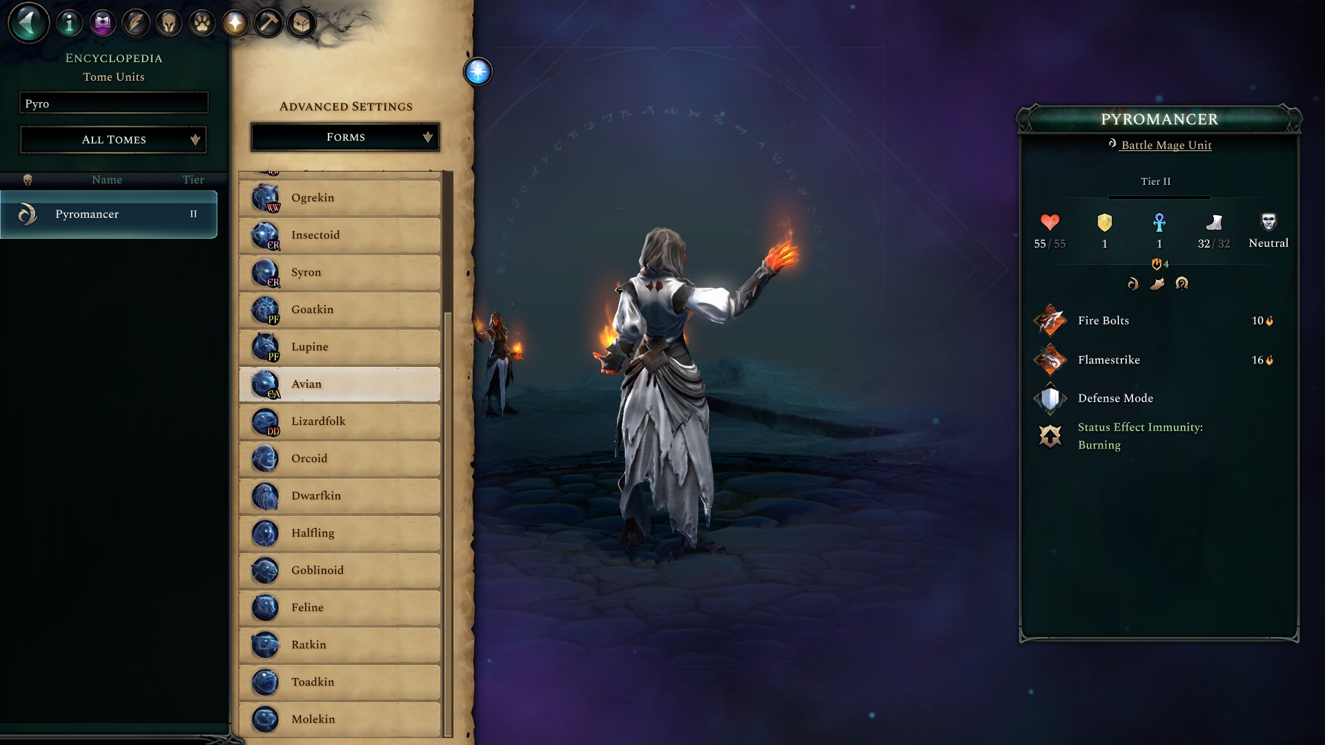 Pyromancer units (Ancient, Goblinoid , Avian) have a part of their back ...