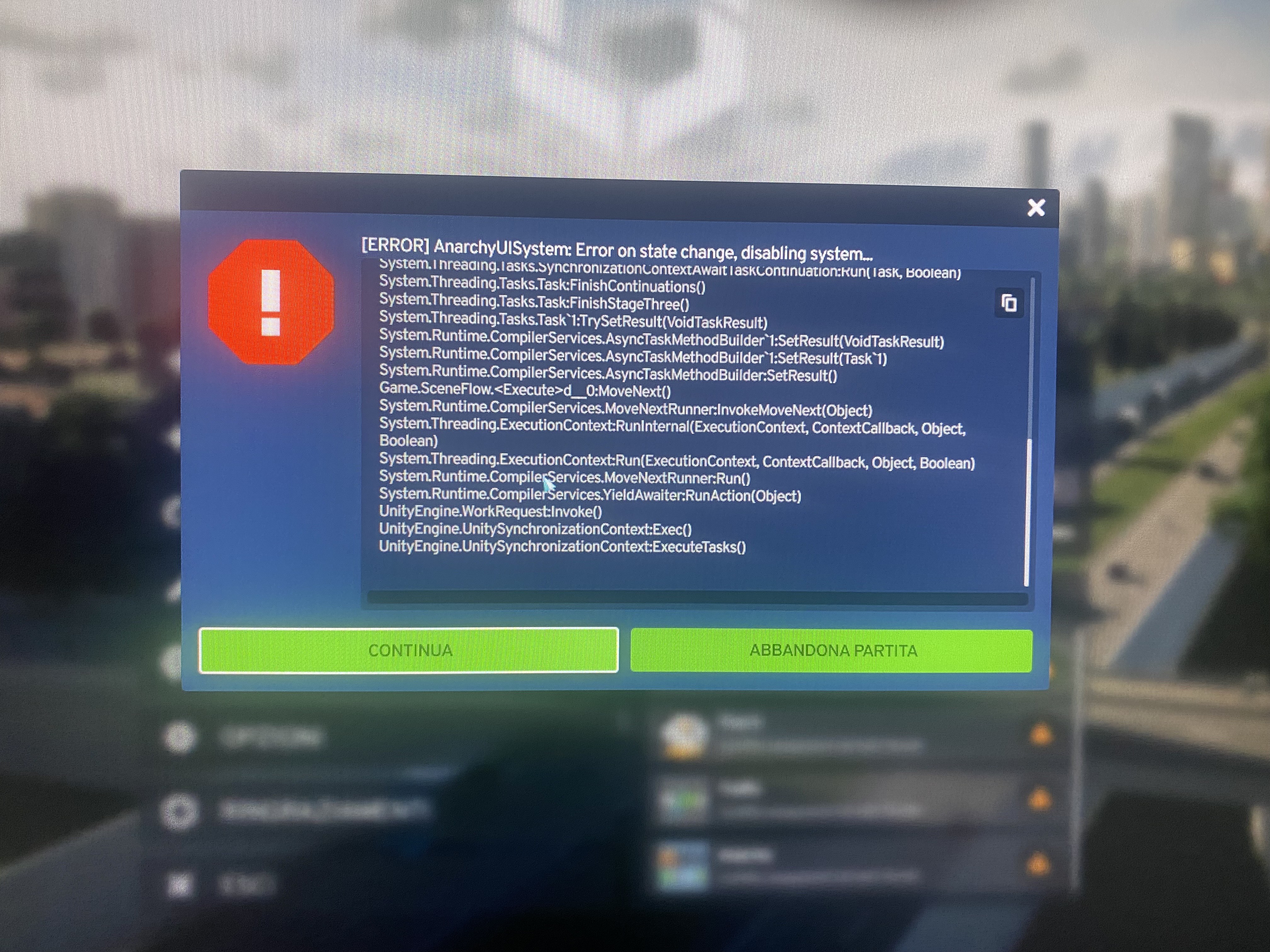 I can't play due to a file erro/bug with the mod modules. in the main menu an error tab appears ...