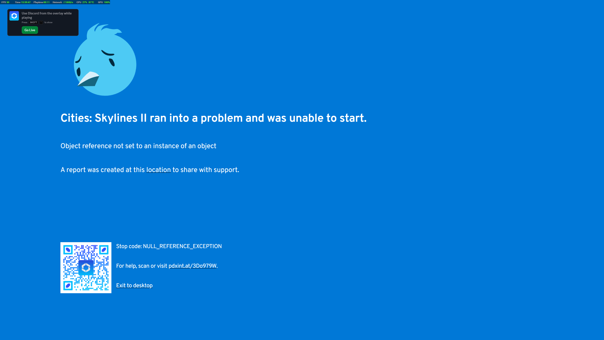 Tried to open city skylines and couldnt reach the main menu | Paradox ...