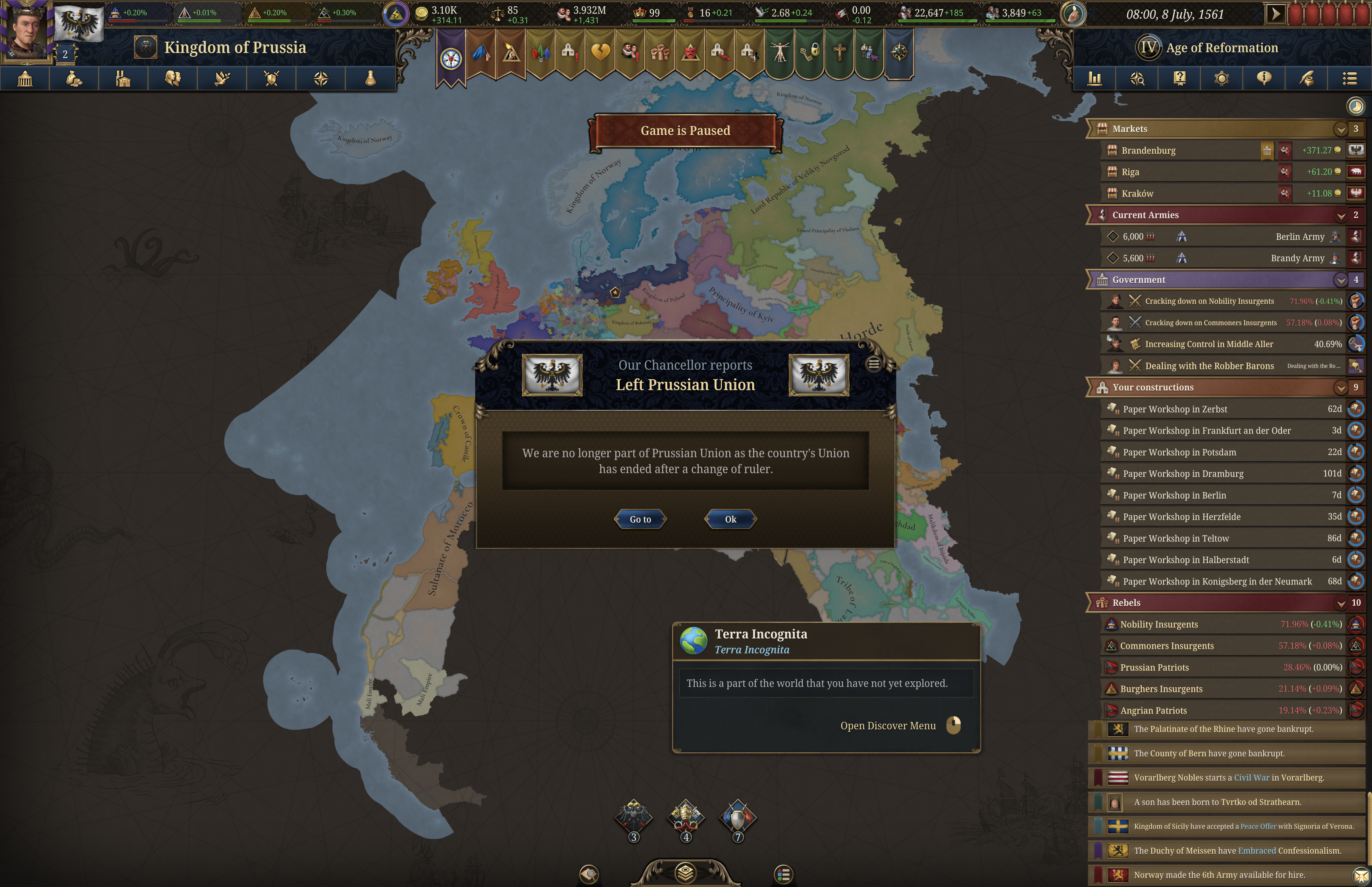 Union dissolves without any apparent reason | Paradox Interactive Forums