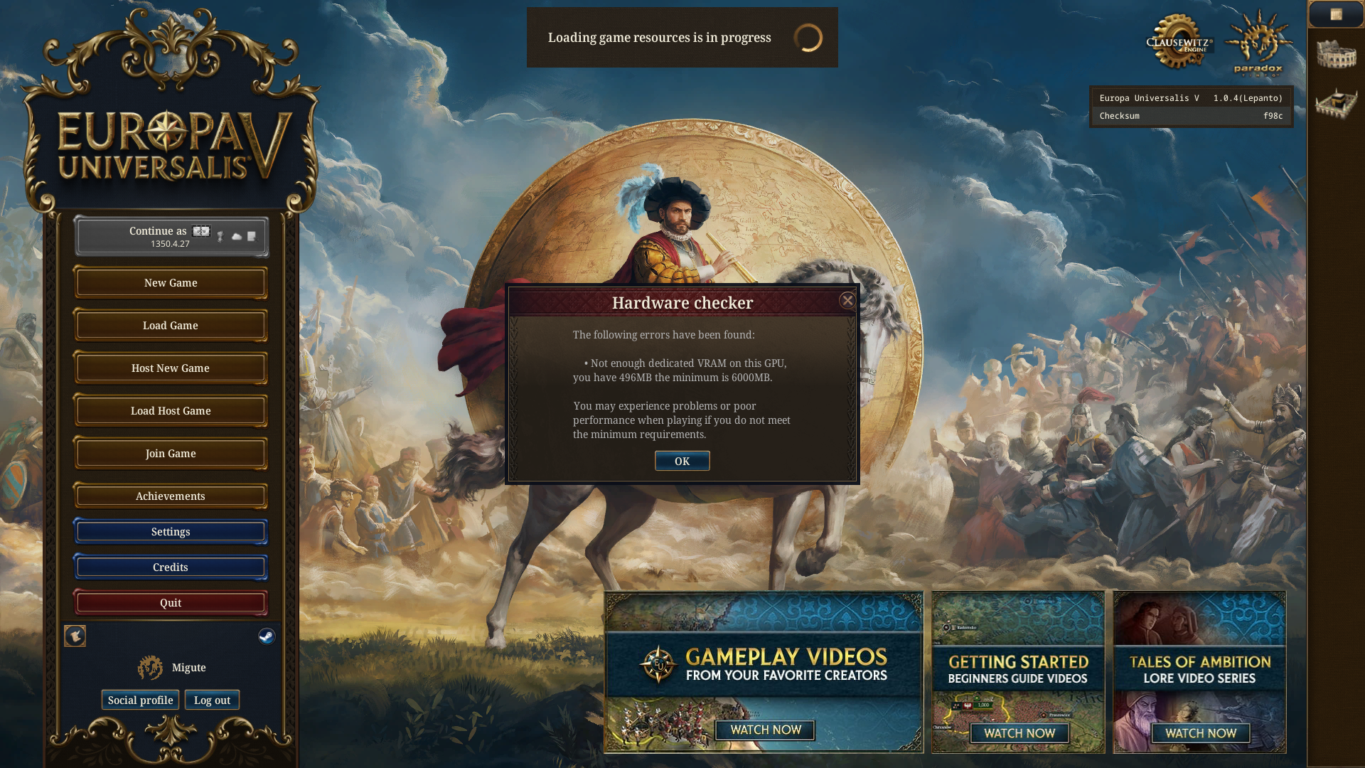 EU5 hotfix 1.0.4 has bricked the game for me. | Paradox Interactive Forums
