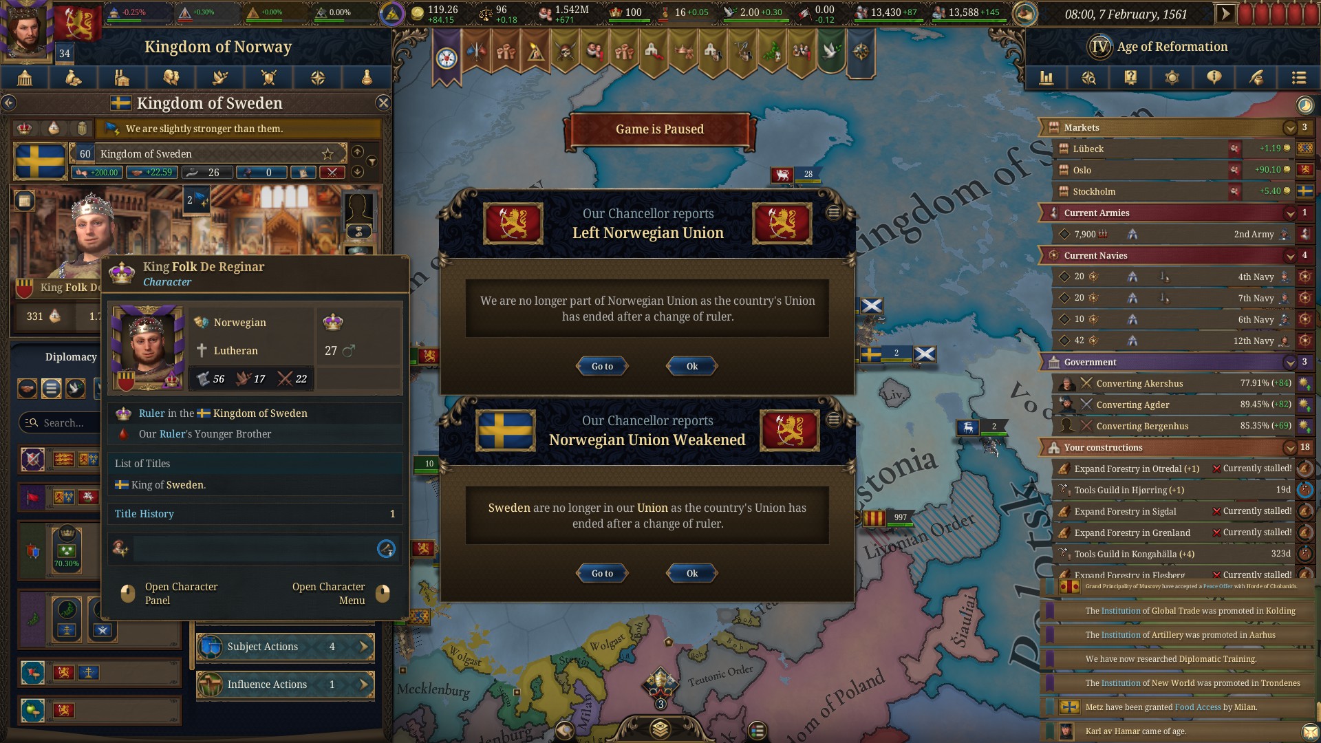 1.07 Personal Union dissolves due to "change of ruler" despite my ruler ...