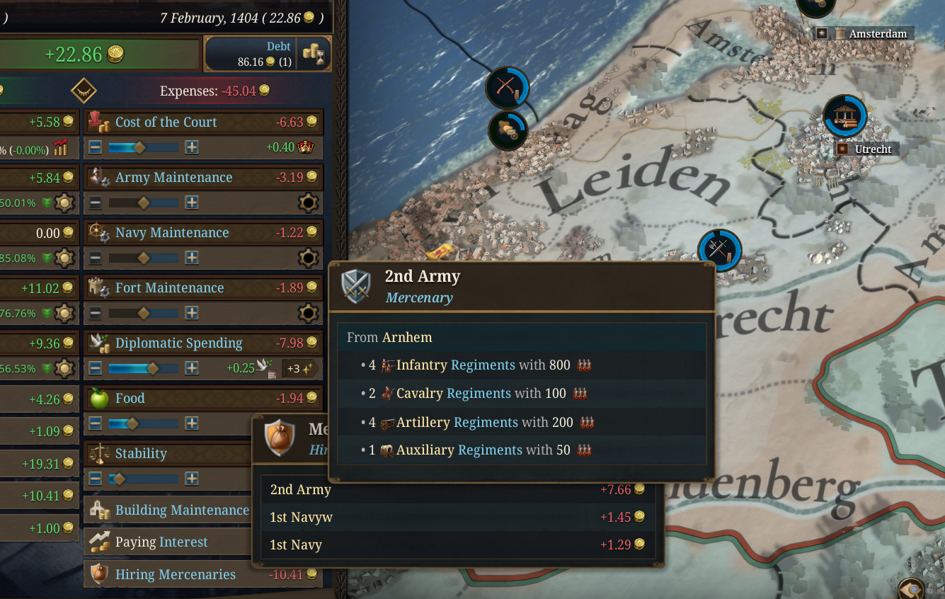 Needs Info - Mercenary upkeep cost applying to your OWN mercenaries ...